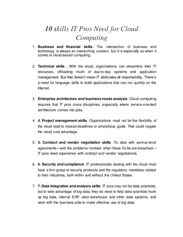 10 Skills IT Pros Need for Cloud Computing