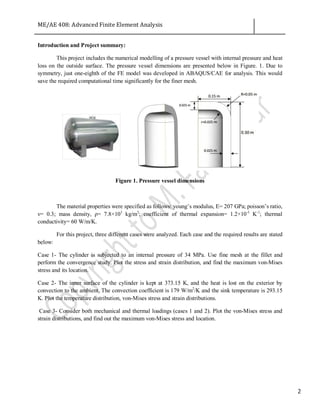 FEA Project-Pressure Vessel & Heat Loss Analysis | PDF