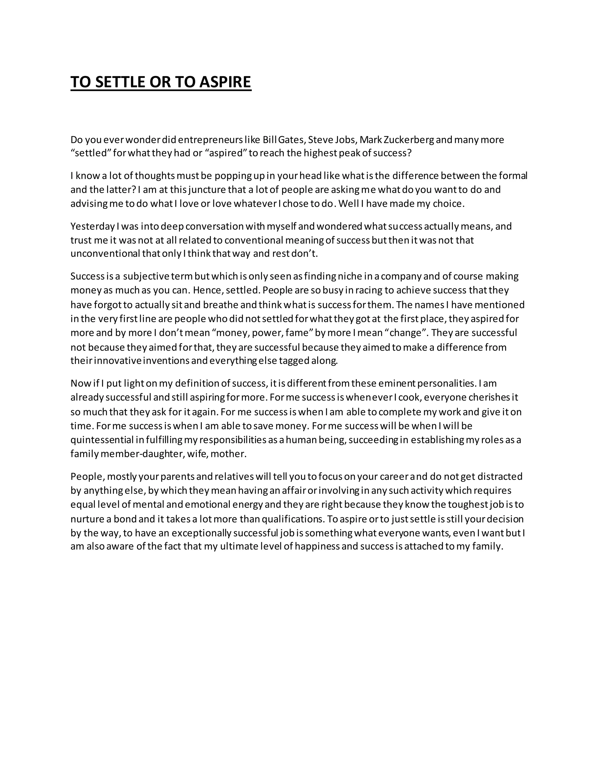 TO SETTLE OR TO ASPIRE | PDF