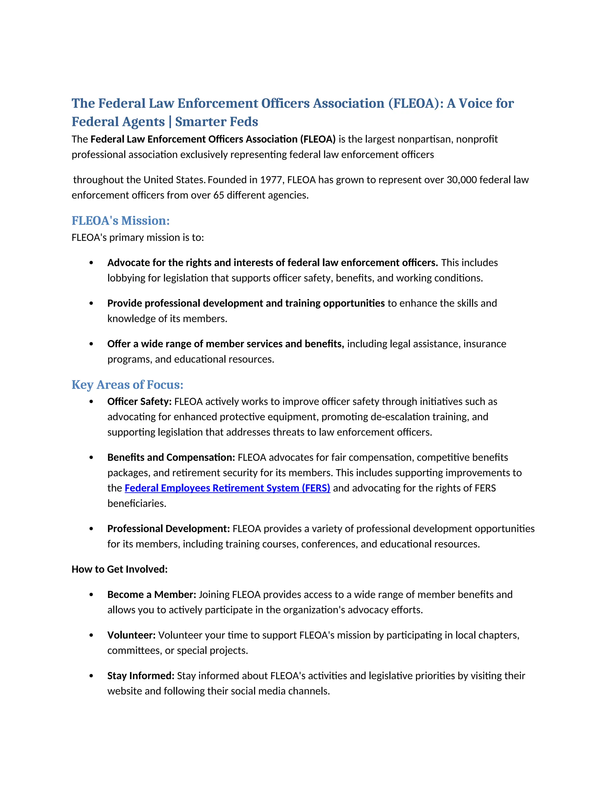 The Federal Law Enforcement Officers Association (FLEOA): A Voice for ...