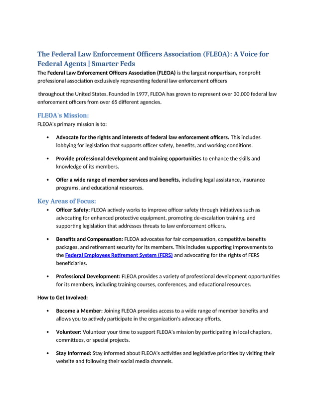 The Federal Law Enforcement Officers Association (FLEOA): A Voice for ...