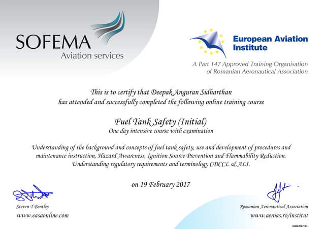 Fuel Tank Safety Certificate | PDF