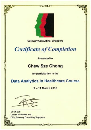 Certificate of Course Completion Health Analytics | PDF