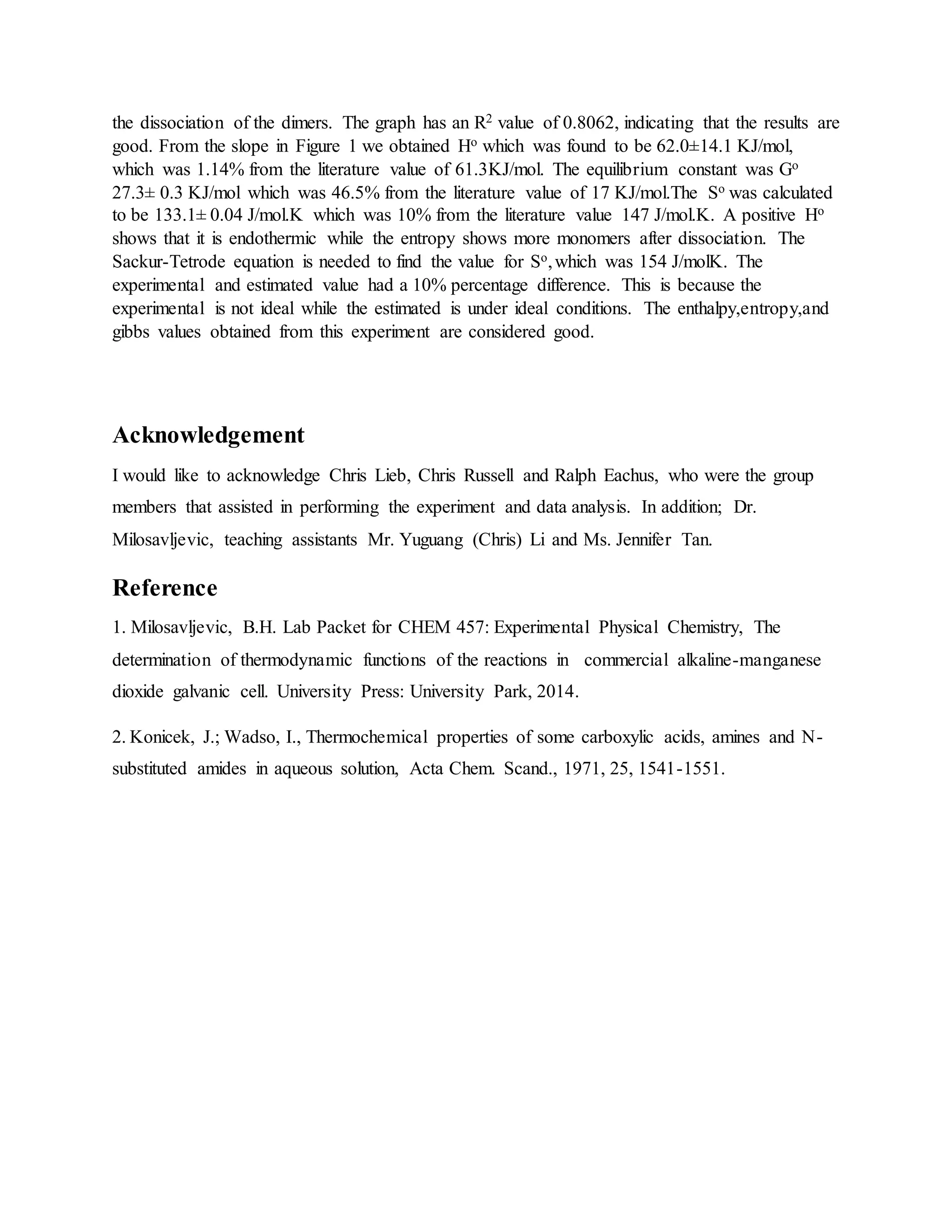 EXP1 Dissociation of Propionic Acid Vapor | DOCX
