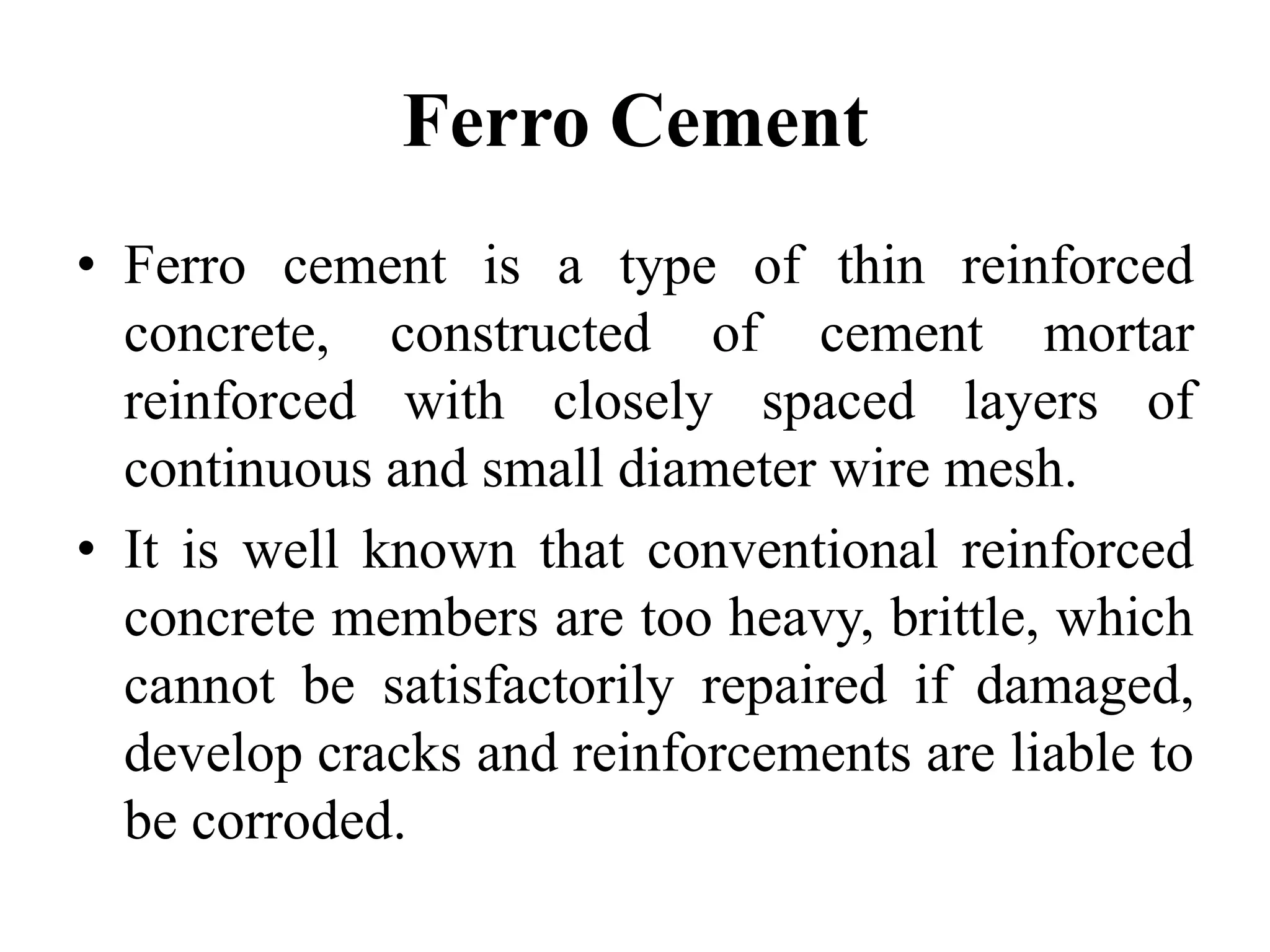 Materials for repair: Ferro-cement (part 2) (RR&S) | PPTX | Geology ...