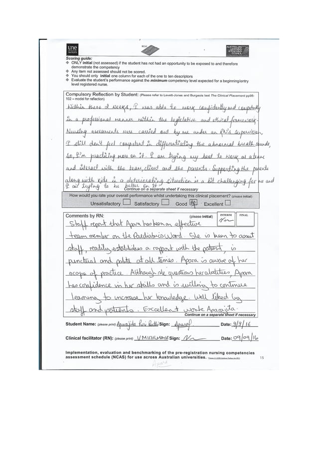 Appendix 8 (Clinical placement reflection) | PDF