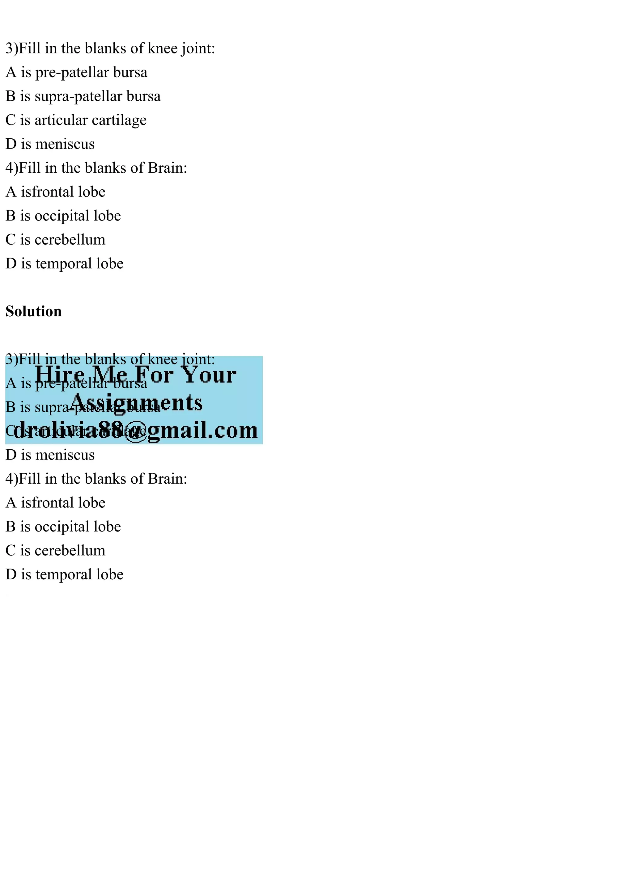 3)Fill in the blanks of knee jointA is pre-patellar bursaB is s.pdf