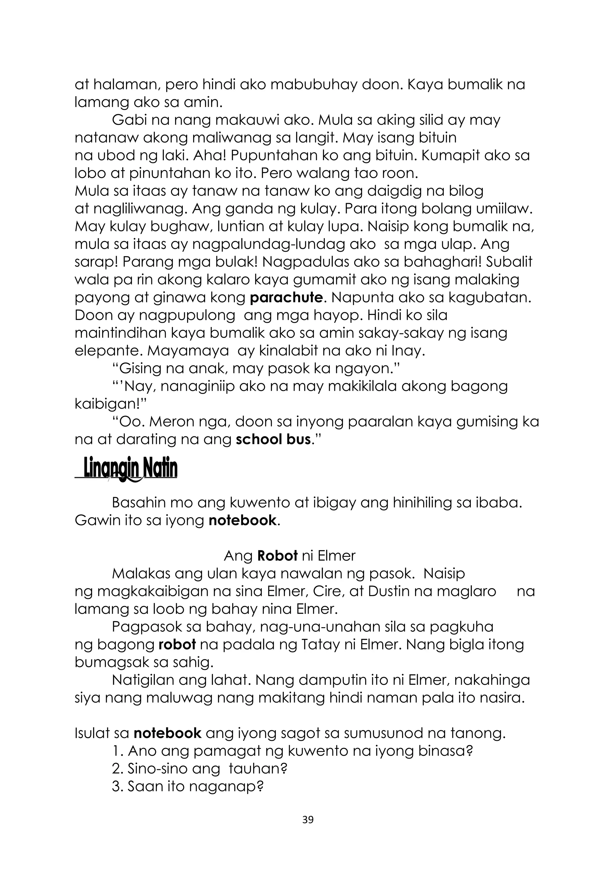 Filipino 3 Learner's Manual 1st Quarter | PDF