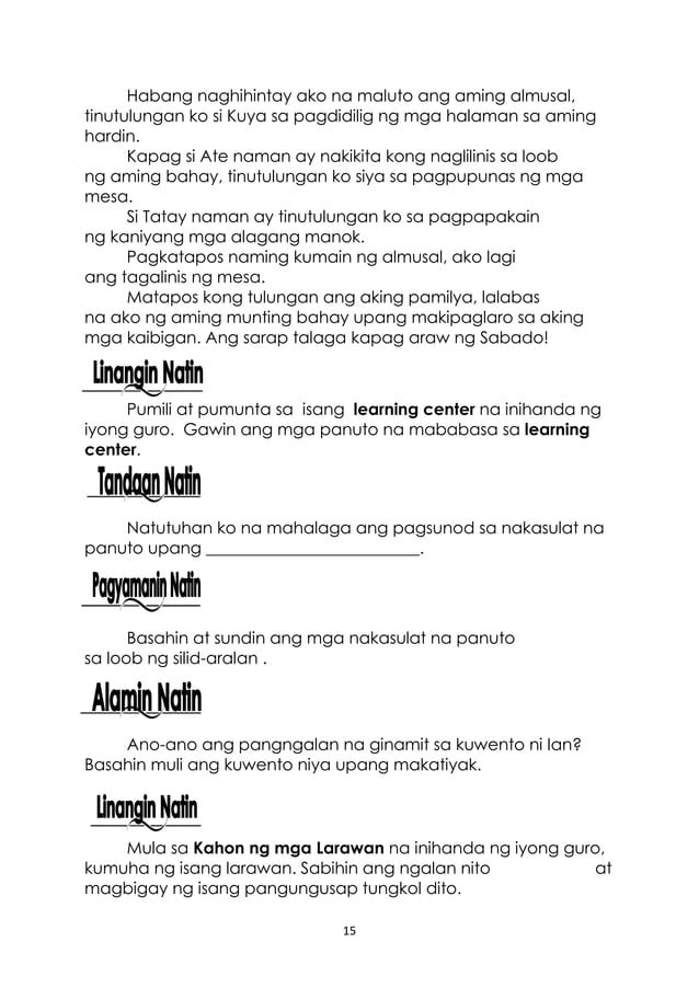 Filipino 3 Learner's Manual 1st Quarter | PDF