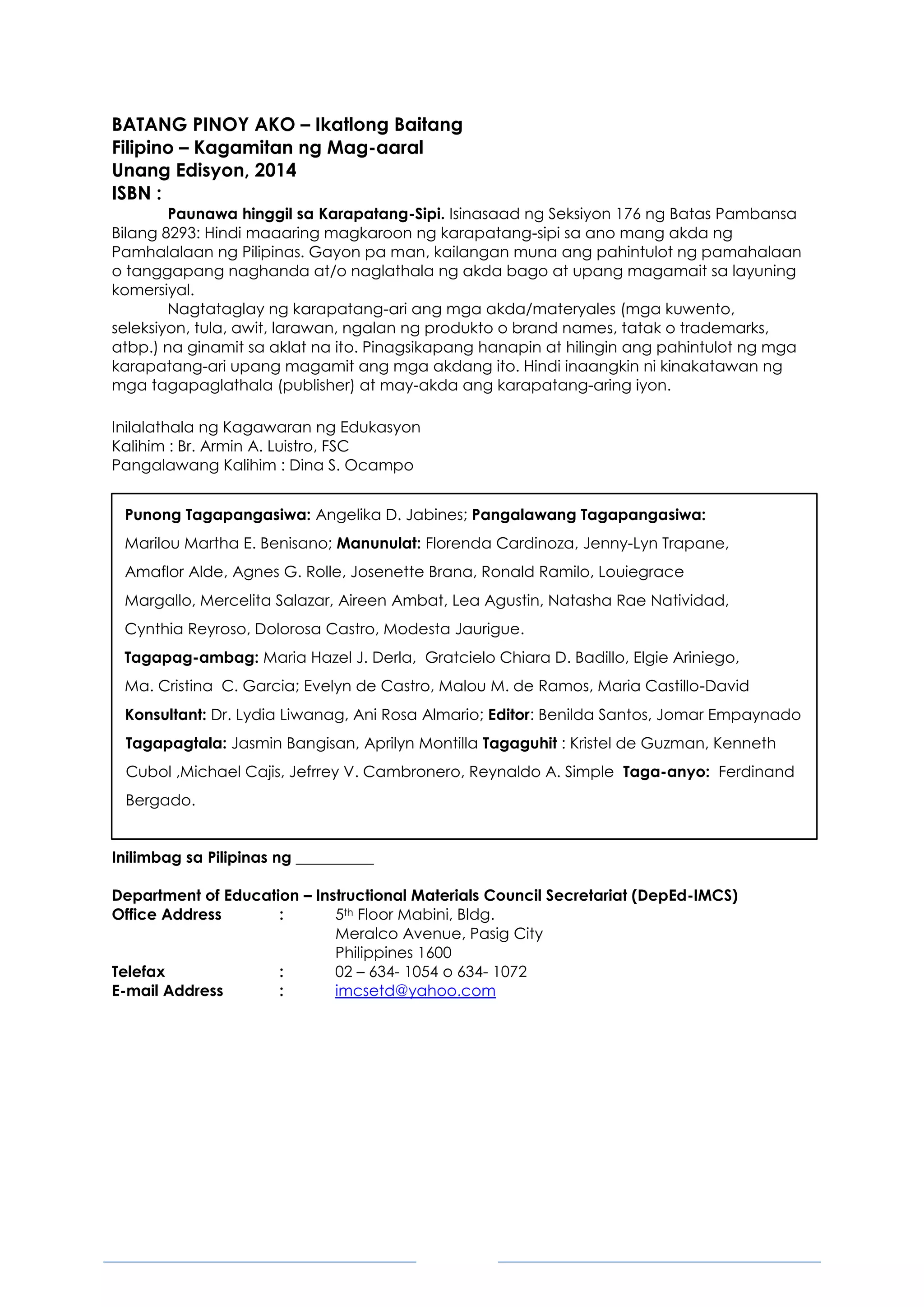 Filipino 3 Learner's Manual 3rd Quarter | PDF