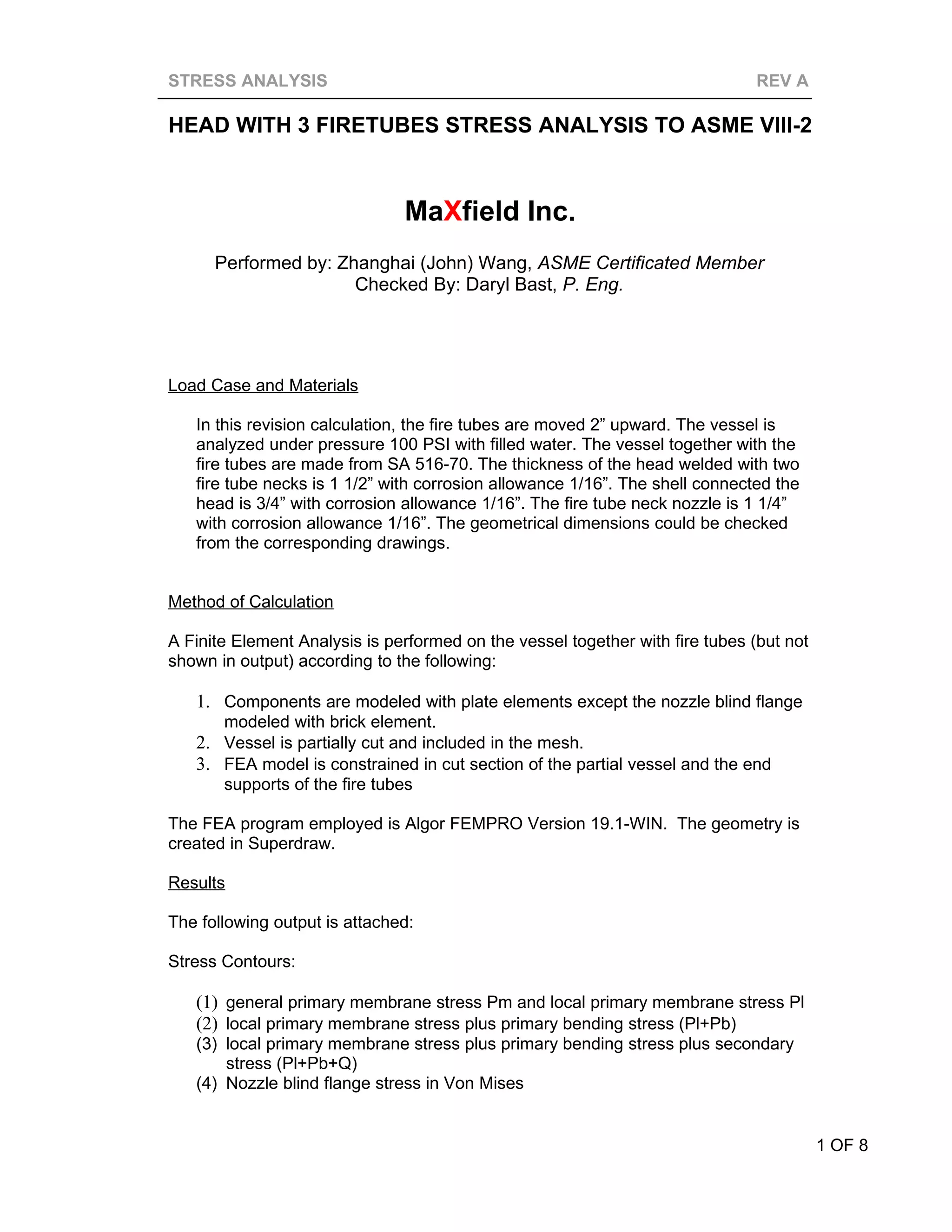 3 Fire Tube Fea Calculation Viii Div2 Ra | DOC