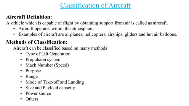 Classification of Aircraft | Flight Mechanics | GATE Aerospace | PPTX
