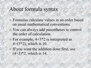3 Formulas, Ranges, Functions.ppt