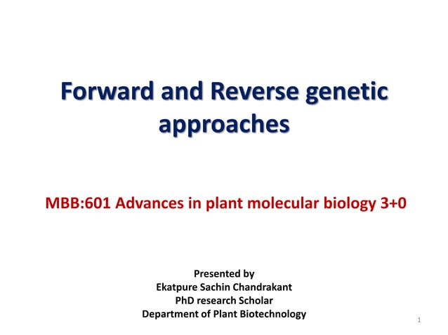 Forward and reverse genetics | PPTX | Genetics | Science