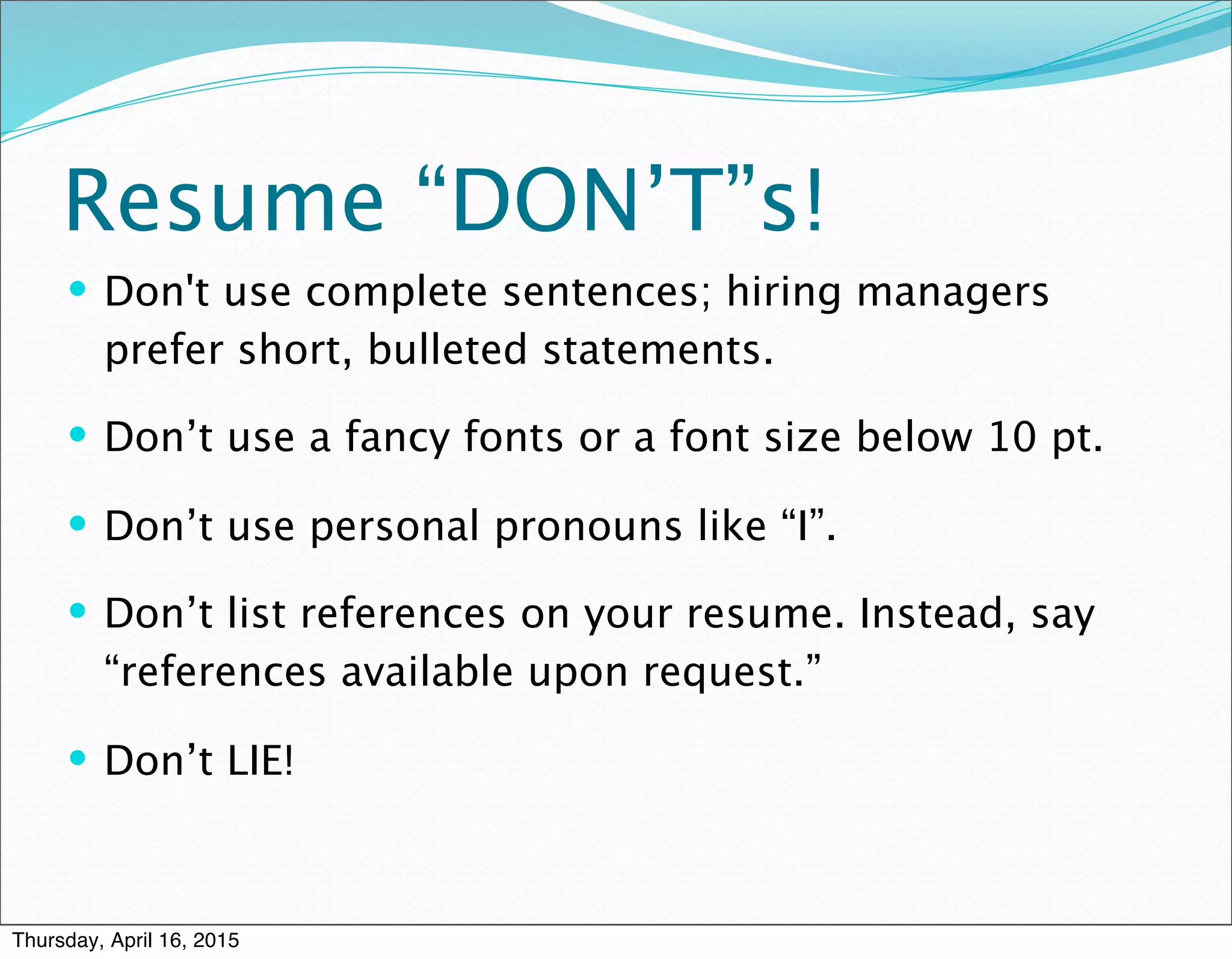 3 f's of resume writing prsnt | PDF