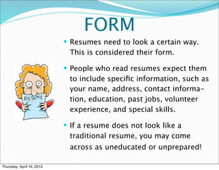 3 f's of resume writing prsnt | PDF