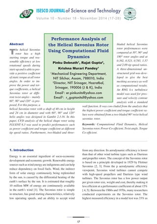Performance Analysis of the Helical Savonius Rotor Using Computational Fluid Dynamics | PDF