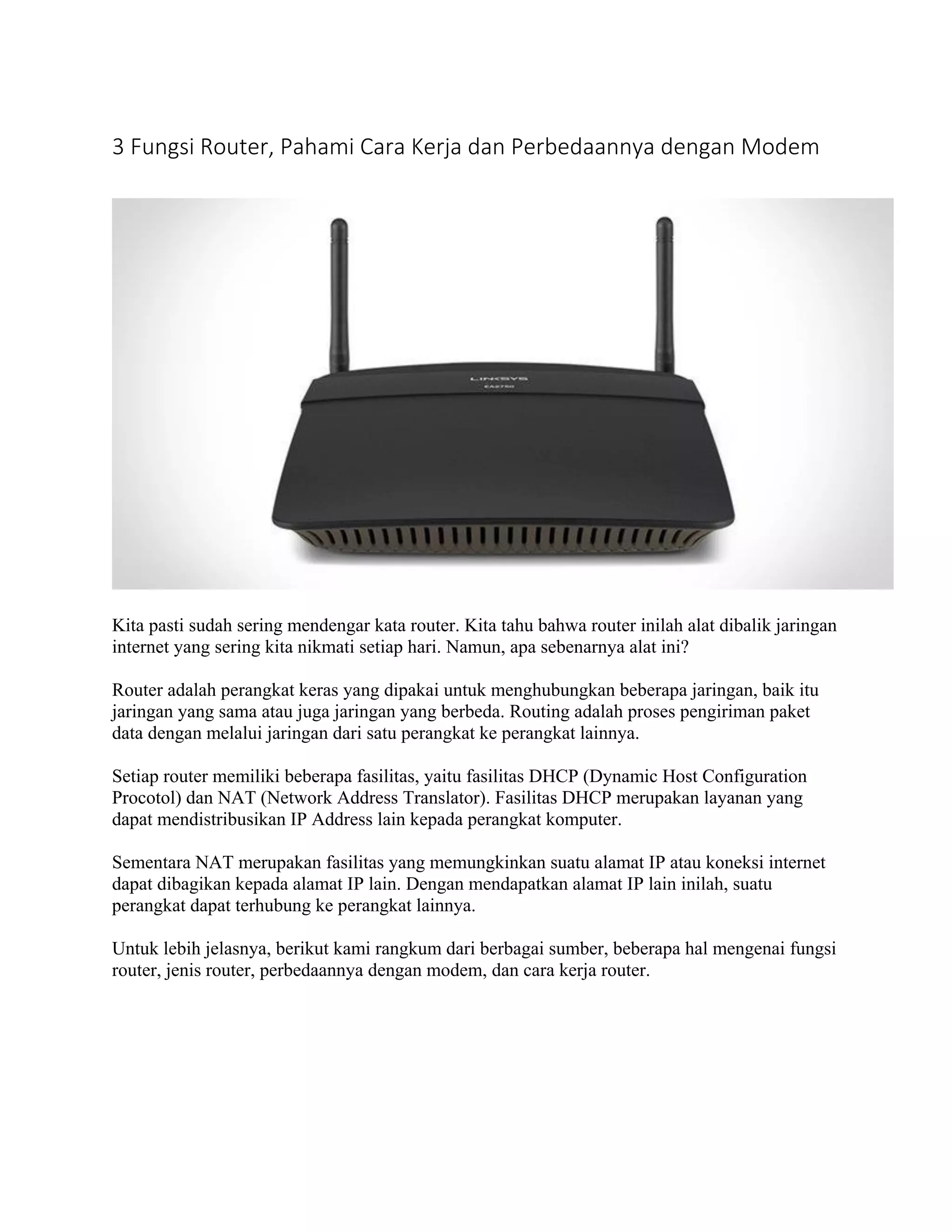 3 fungsi router | PDF