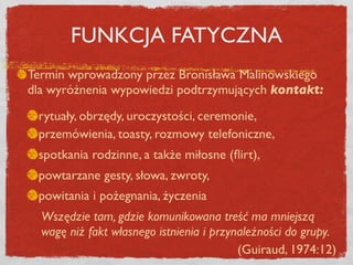 Lingwistyka 3: funkcje jakobsona | PPT