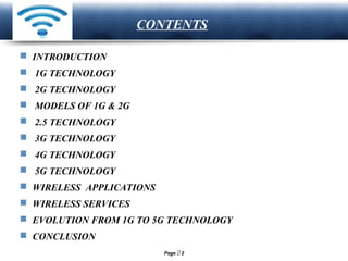 Presentation on 1G/2G/3G/4G/5G/Cellular & Wireless Technologies | PPT
