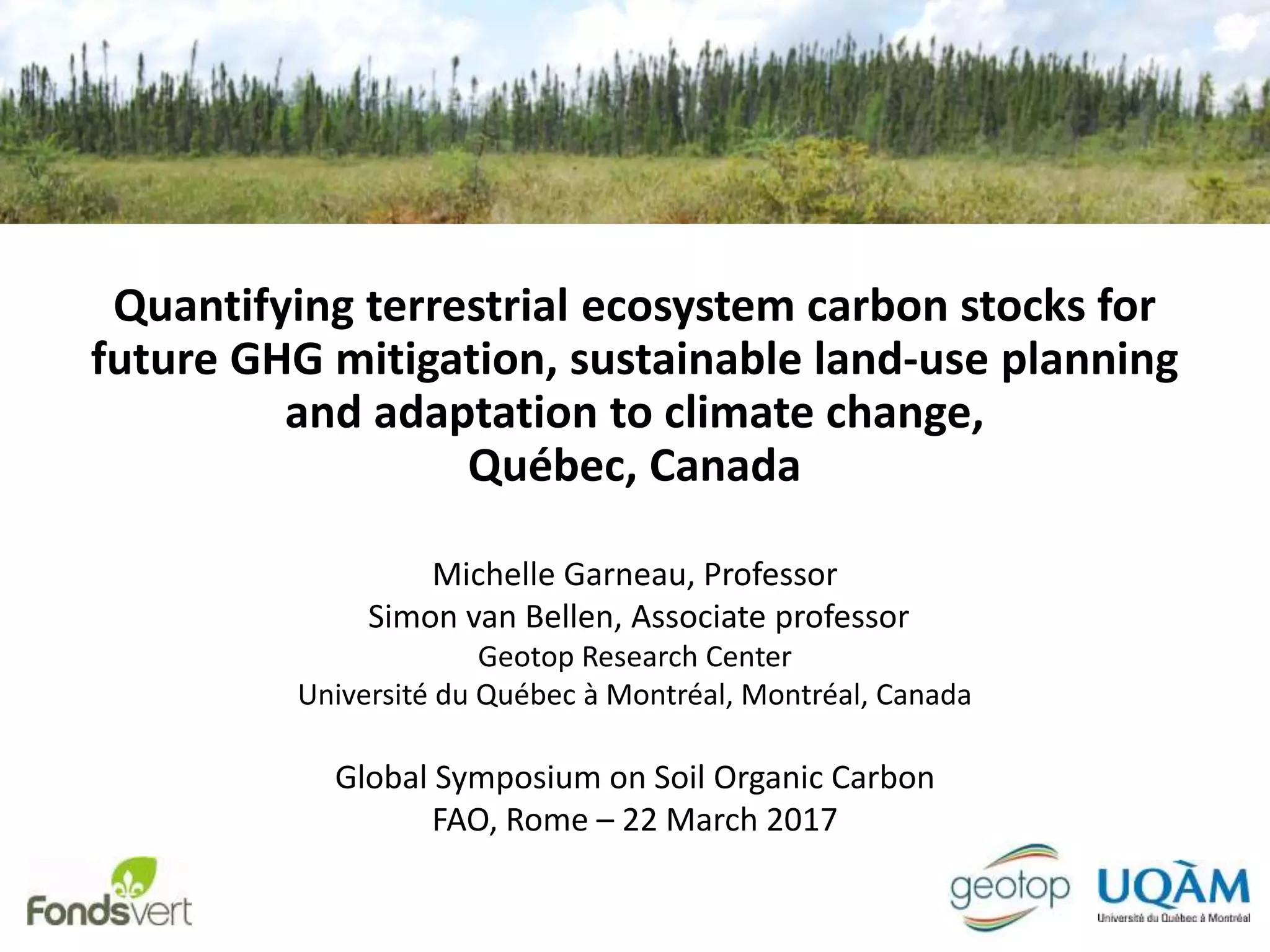Quantifying terrestrial ecosystem carbon stocks for future GHG ...