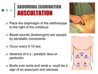 ASSESSMENT OF THE ABDOMEN, INSPECTION, AUSCULTATION, PERCUSSION ...