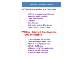 3G Network Drive Testing detailed Learning | PPT