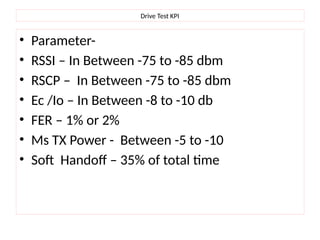 3G Network Drive Testing detailed Learning | PPT