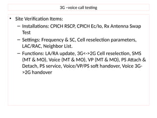 3G Network Drive Testing detailed Learning | PPT