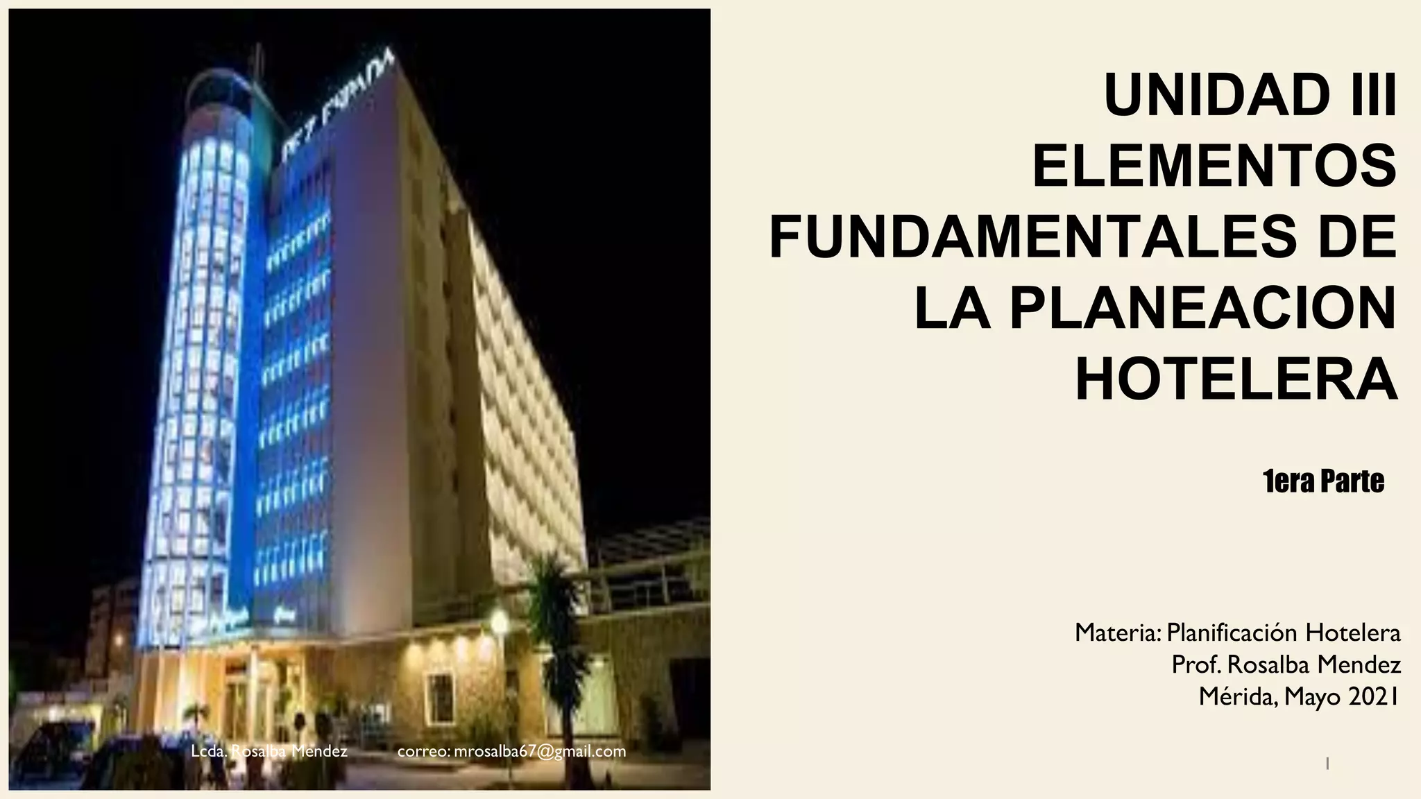 Elementos Fundamentales de la Planificacion hotelera 1era. Parte | PPT