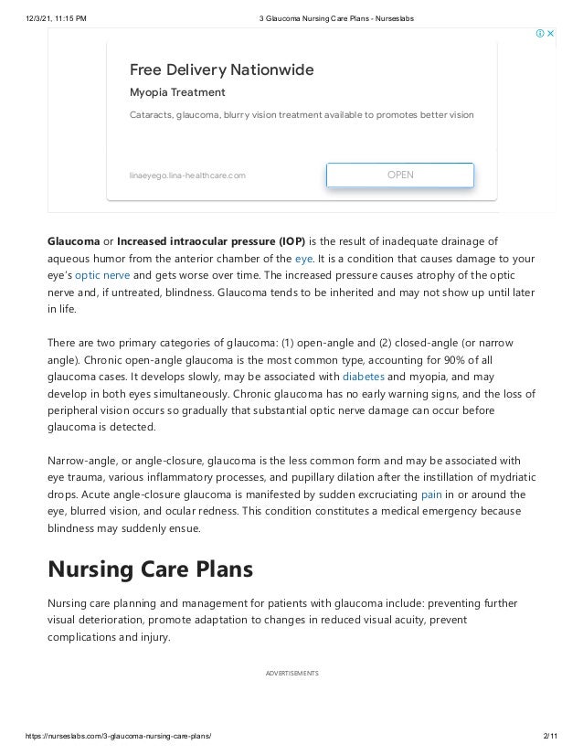 3 glaucoma nursing care plans nurseslabs