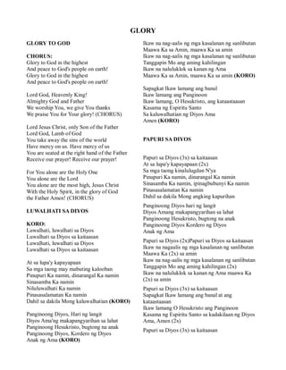 Glory Be Prayer Tagalog