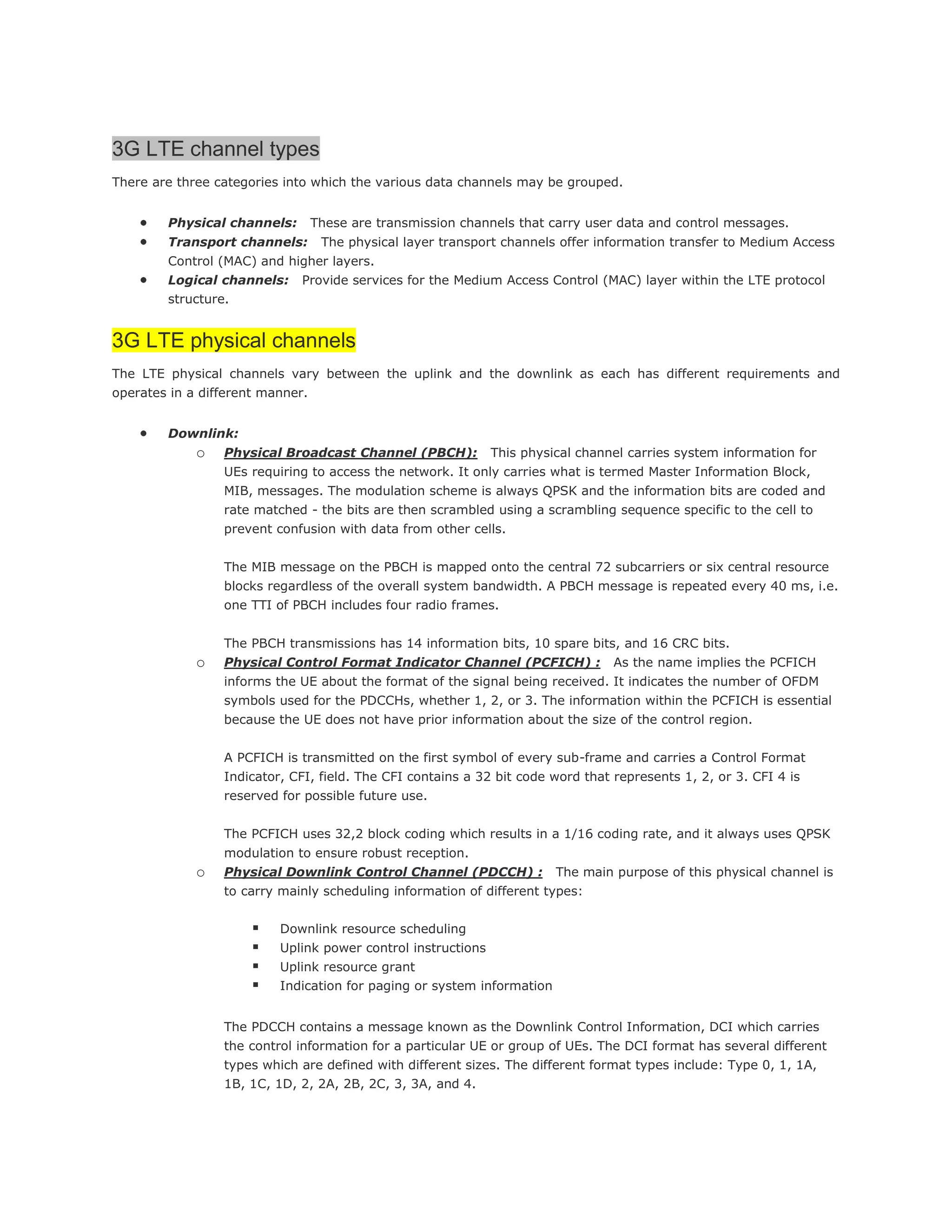 lte channel types | DOCX