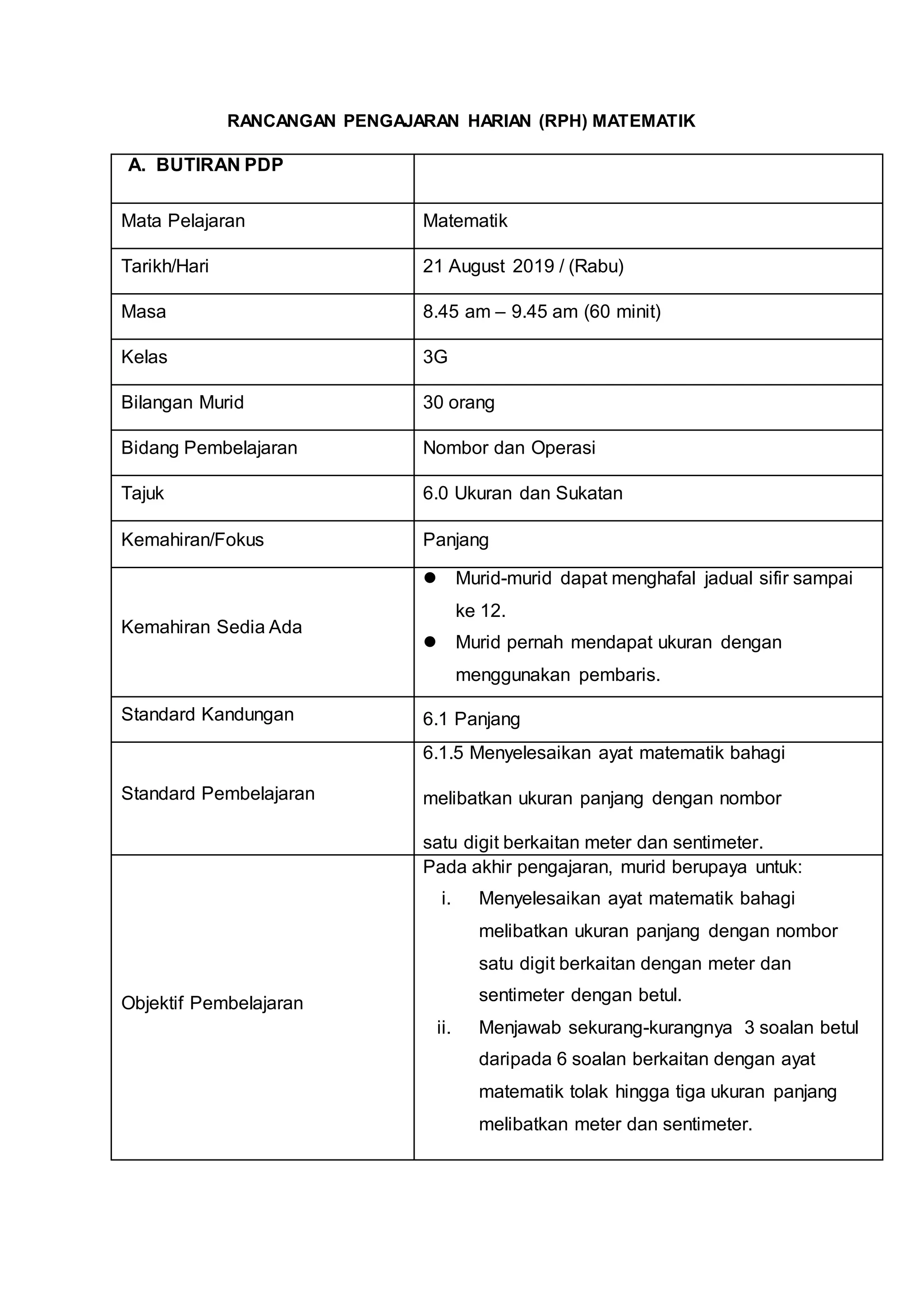 3 g matematik bahagi panjang minggu 10 rabu | DOCX