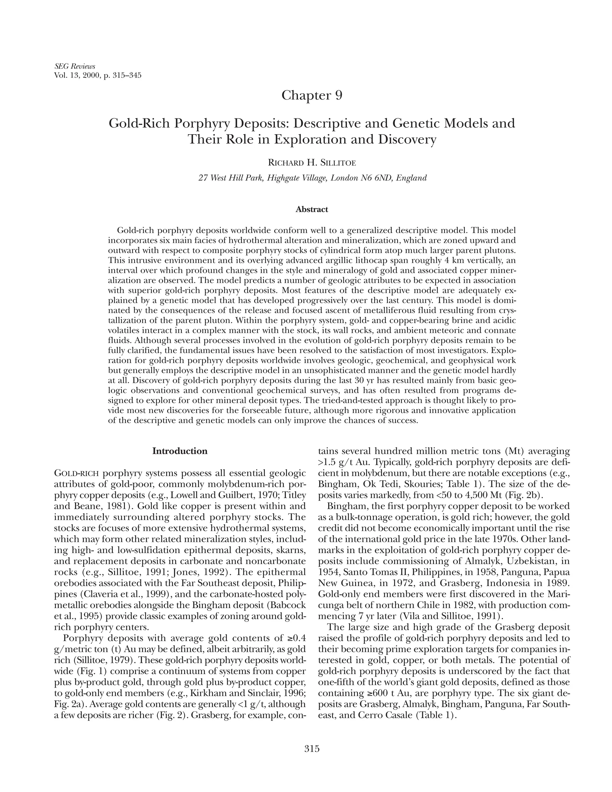 (3) Gold-Rich porphyry deposits, descriptive and genetic models and ...