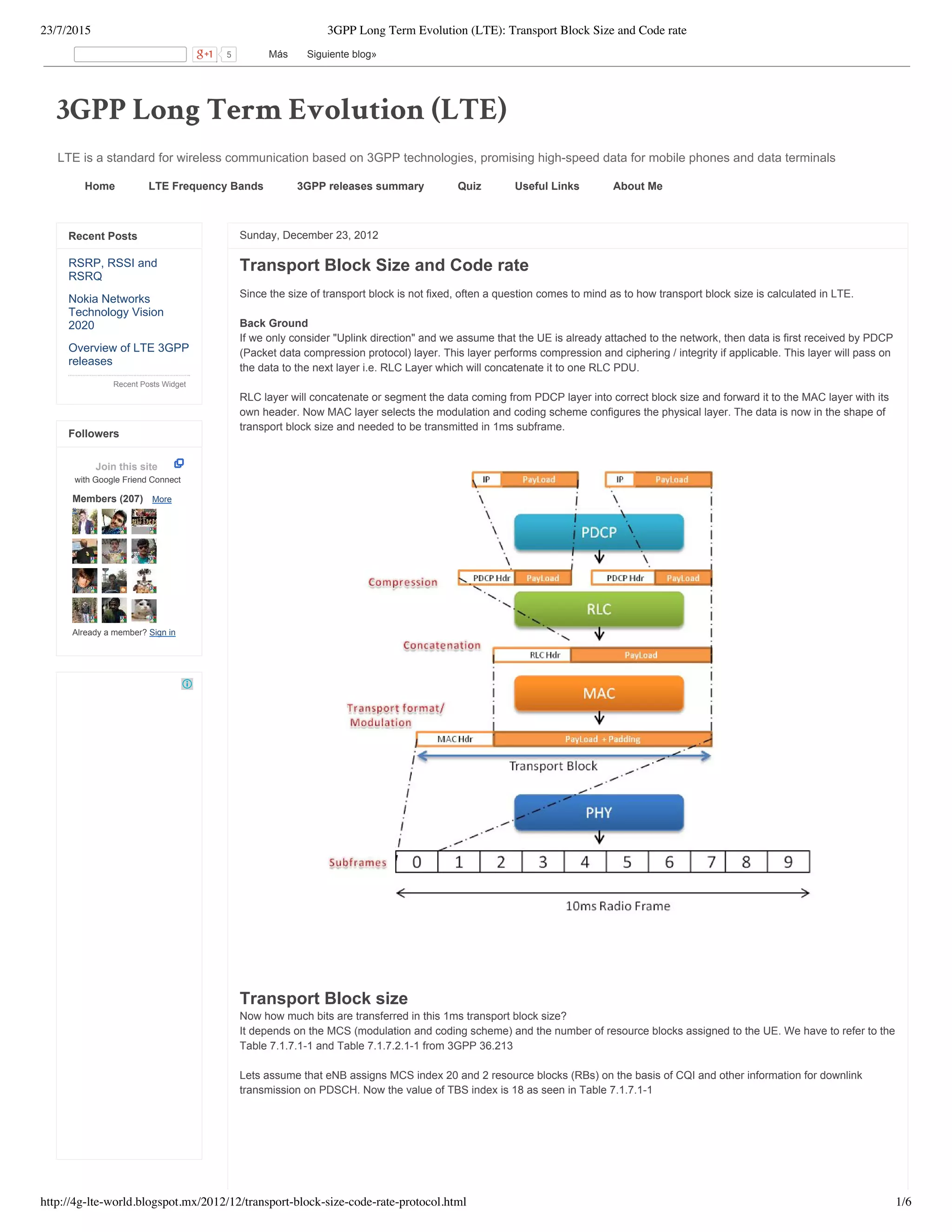 3 gpp long term evolution (lte) transport block size and code rate | PDF