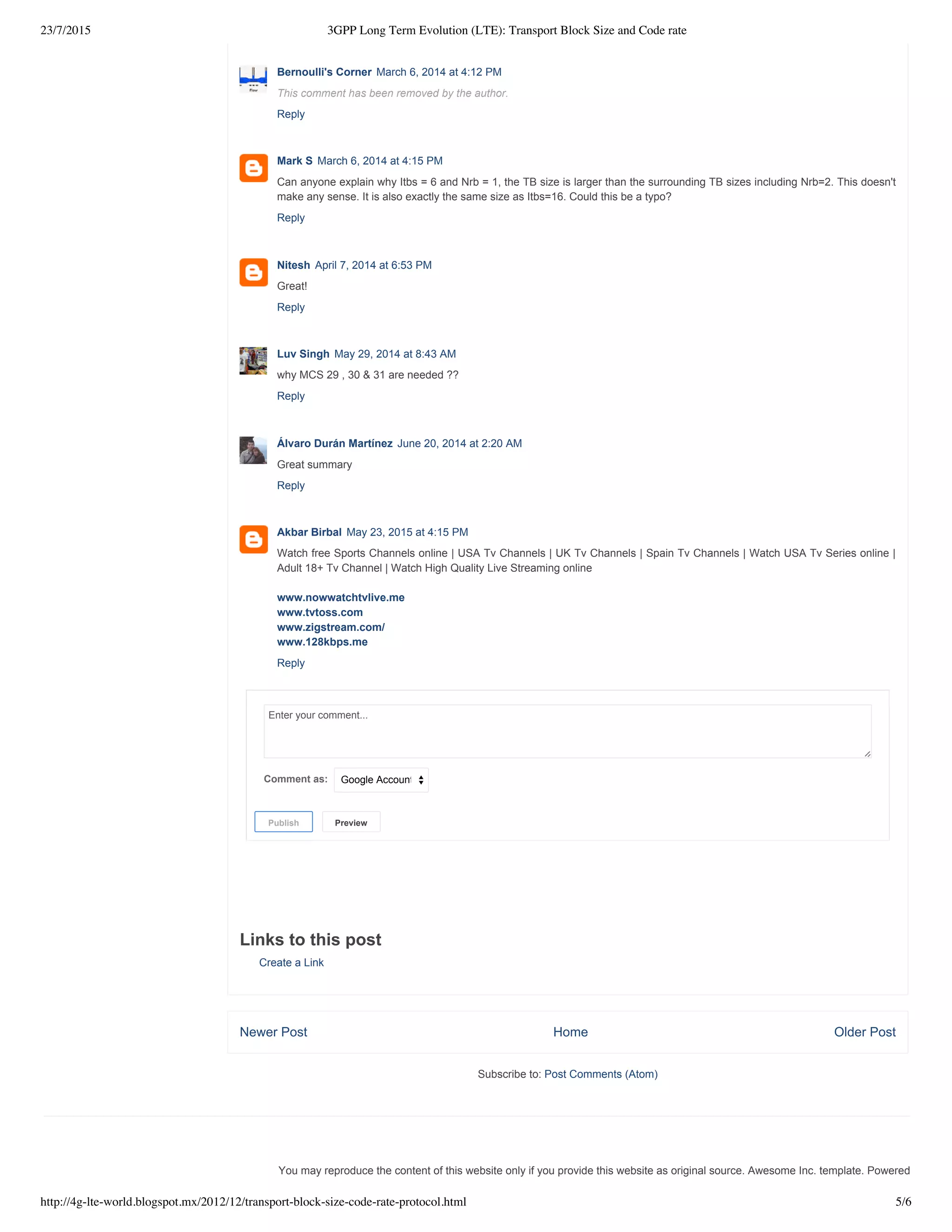3 gpp long term evolution (lte) transport block size and code rate | PDF