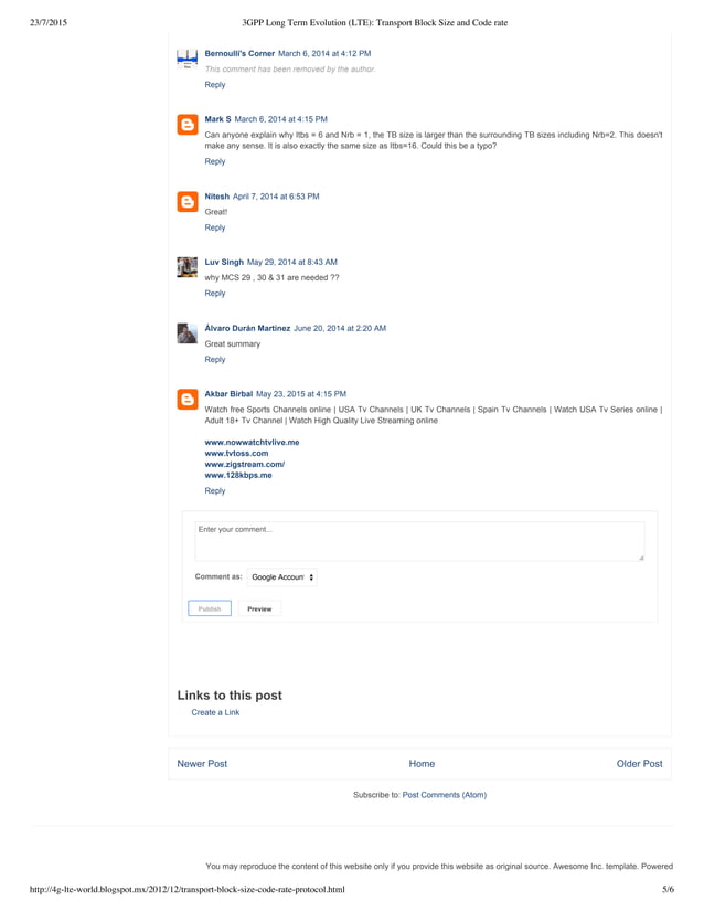 3 Gpp Long Term Evolution Lte Transport Block Size And Code Rate Pdf