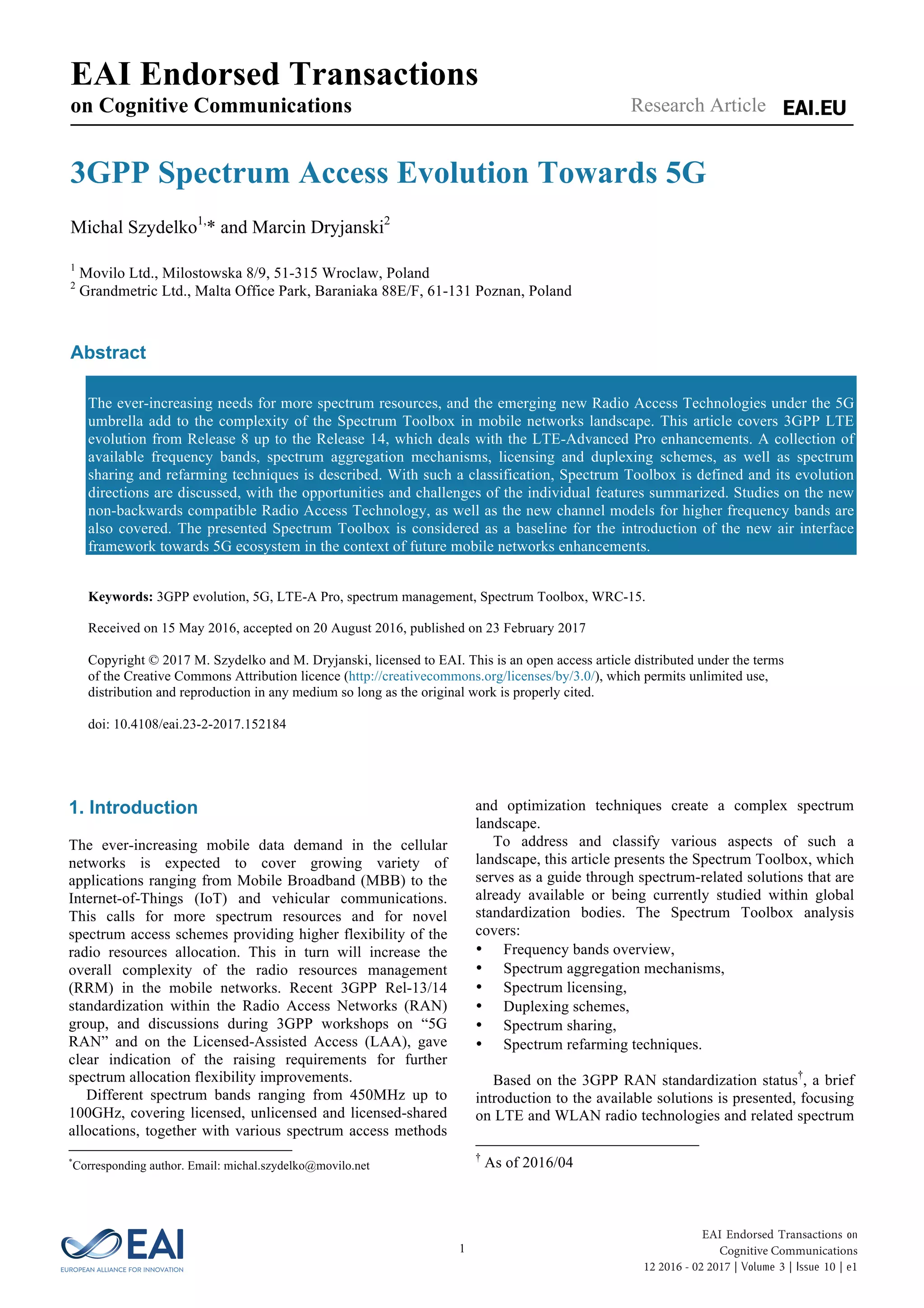 3GPP Spectrum Access Evolution Towards 5G | PDF | Internet of Things ...