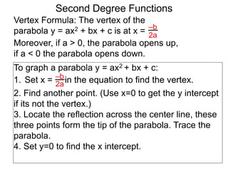 3 graphs of second degree functions x | PPT