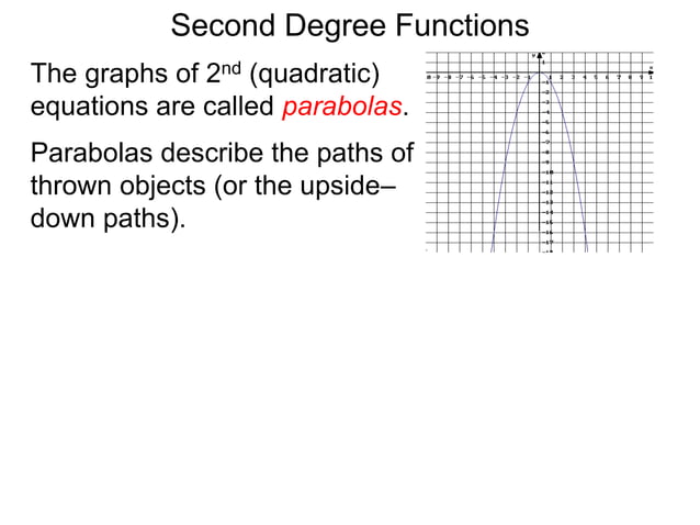 3 graphs of second degree functions x | PPT