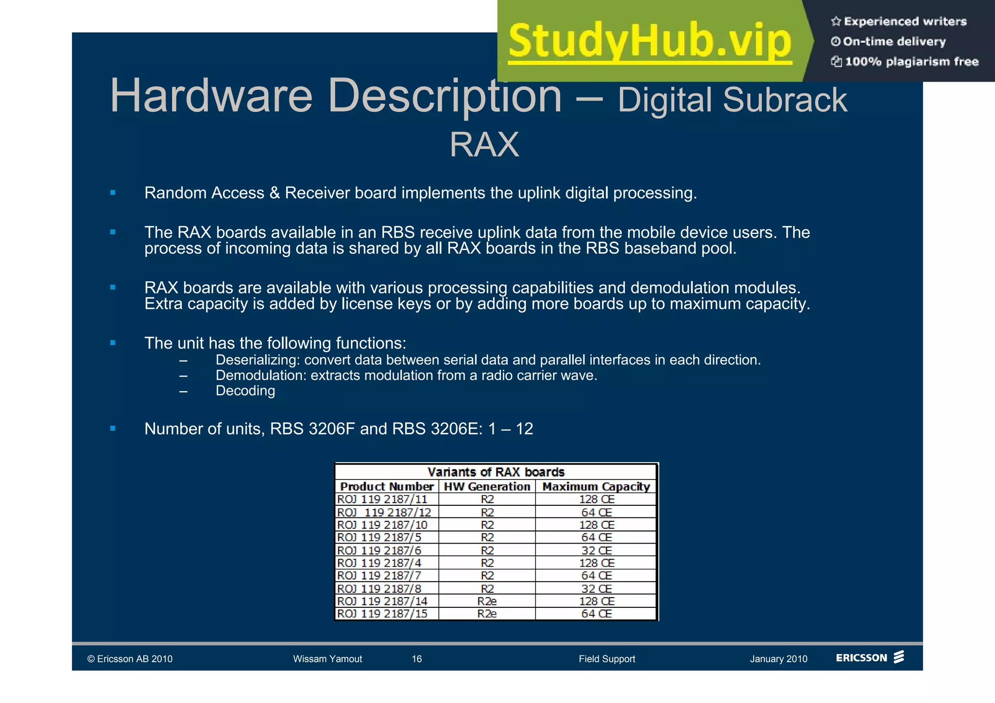 3G RBS Overview Field Support Operations Contents | PPT