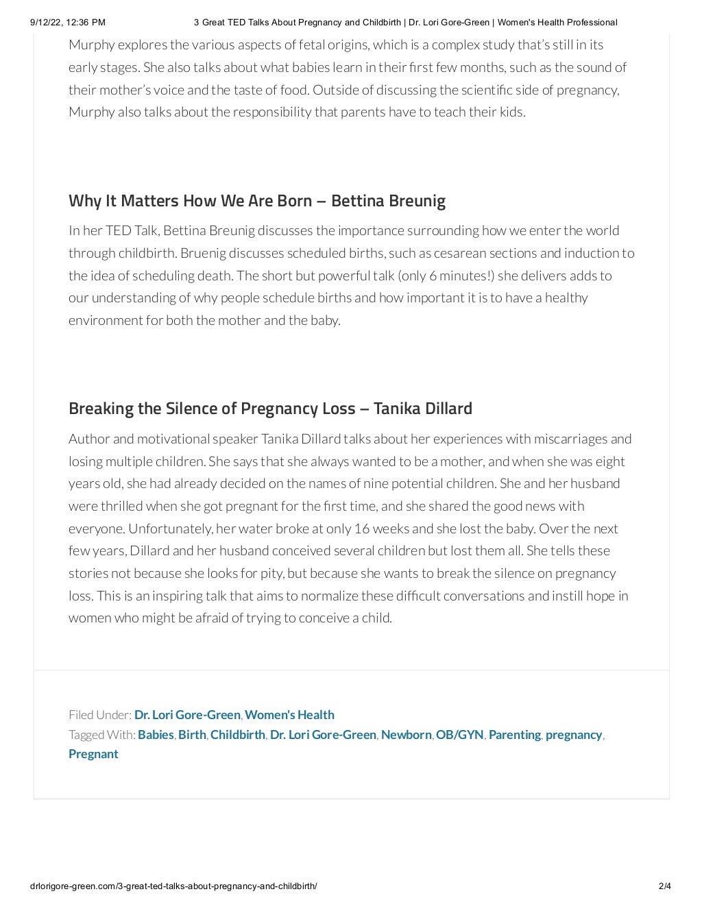 3 Great TED Talks About Pregnancy and Childbirth | PDF