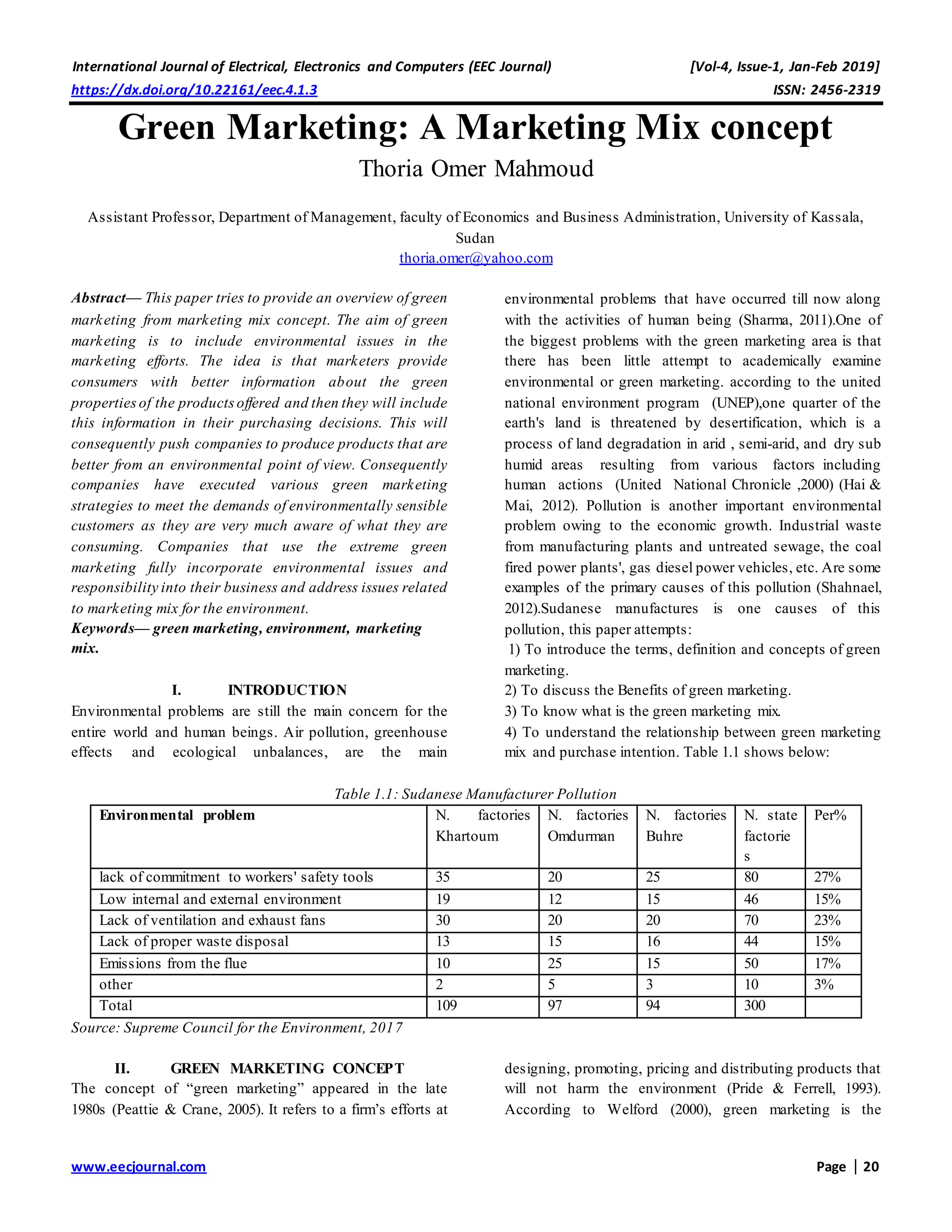 Green Marketing: A Marketing Mix concept | PDF
