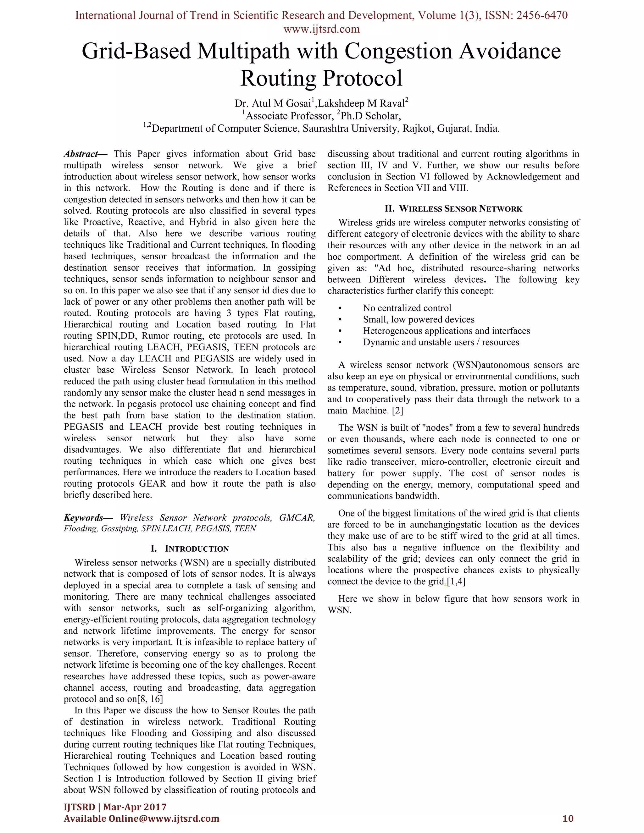 Grid Based Multipath With Congestion Avoidance Routing Protocol Pdf
