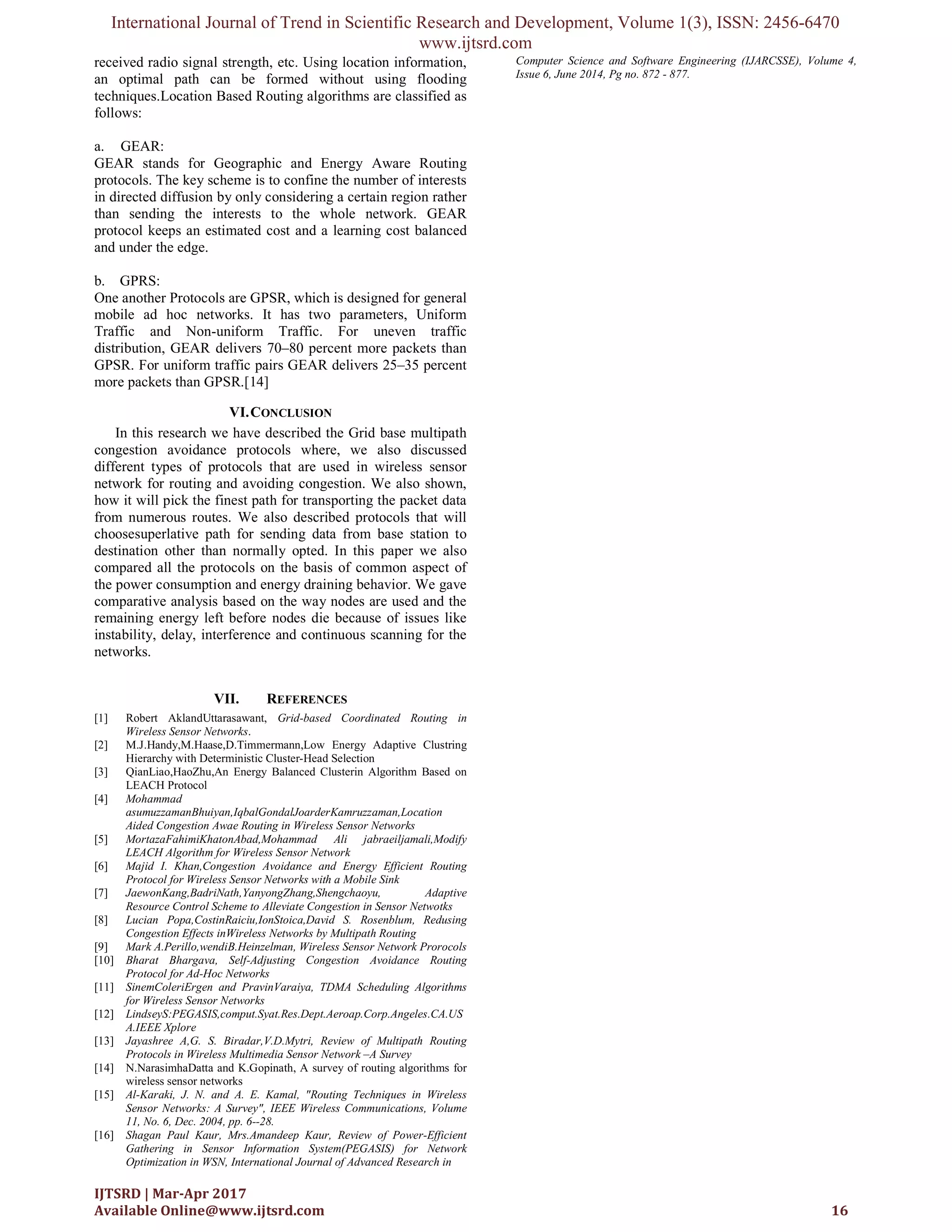 Grid Based Multipath With Congestion Avoidance Routing Protocol Pdf
