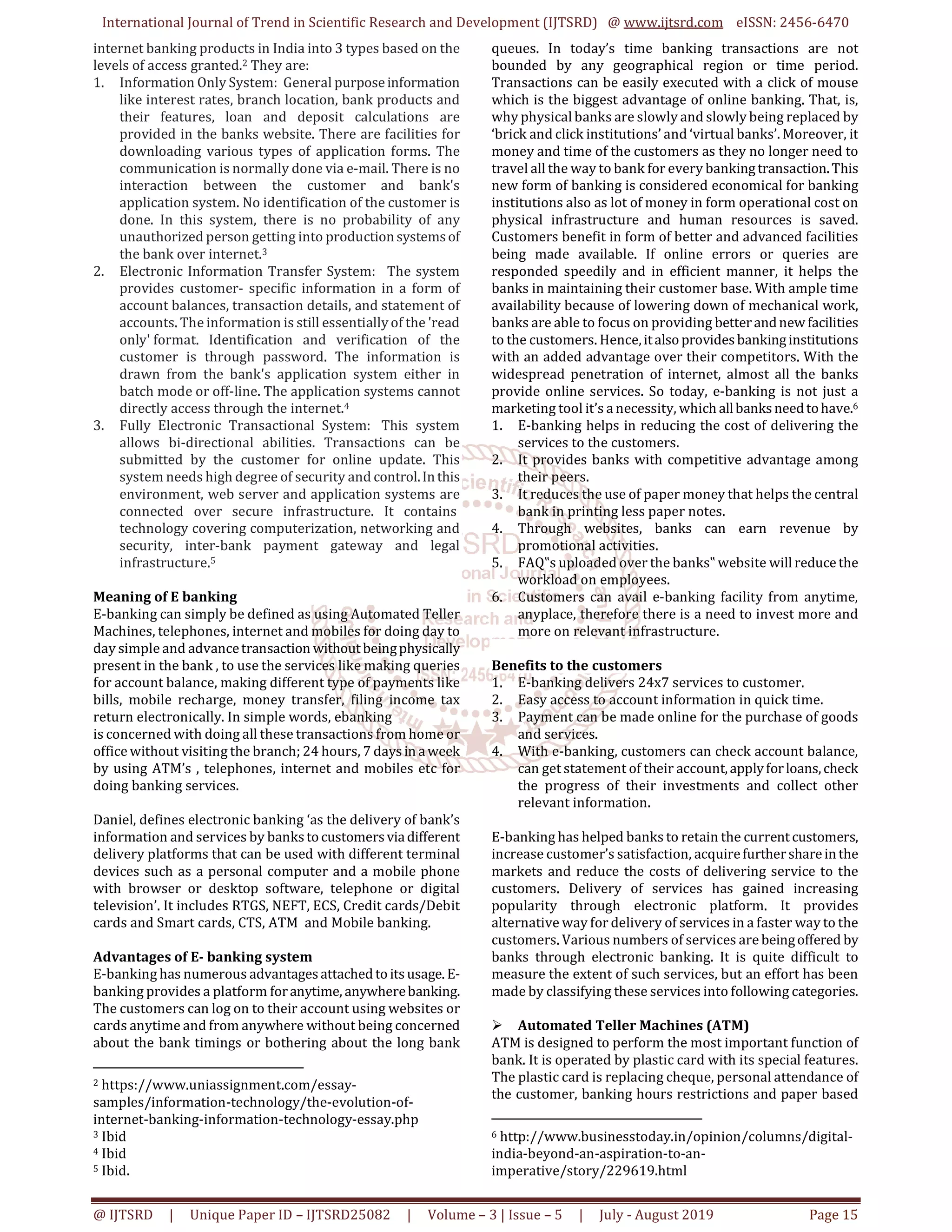 Growth of E Banking in India | PDF