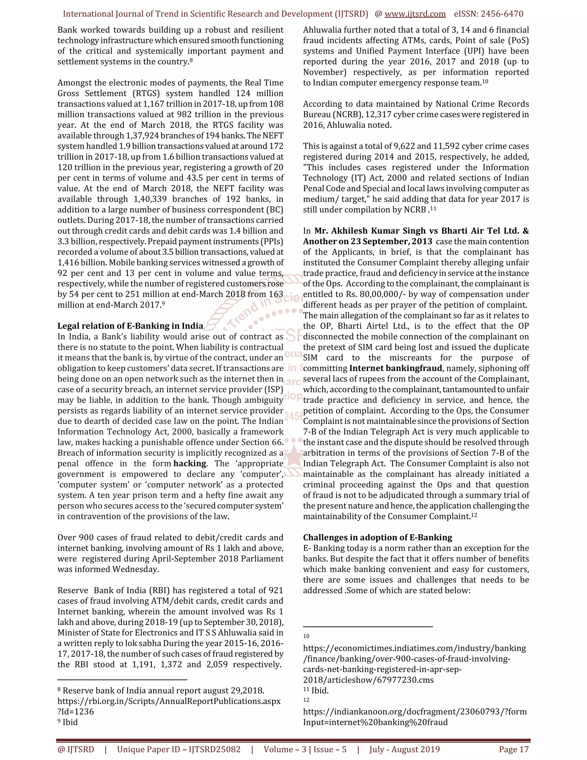 Growth of E Banking in India | PDF