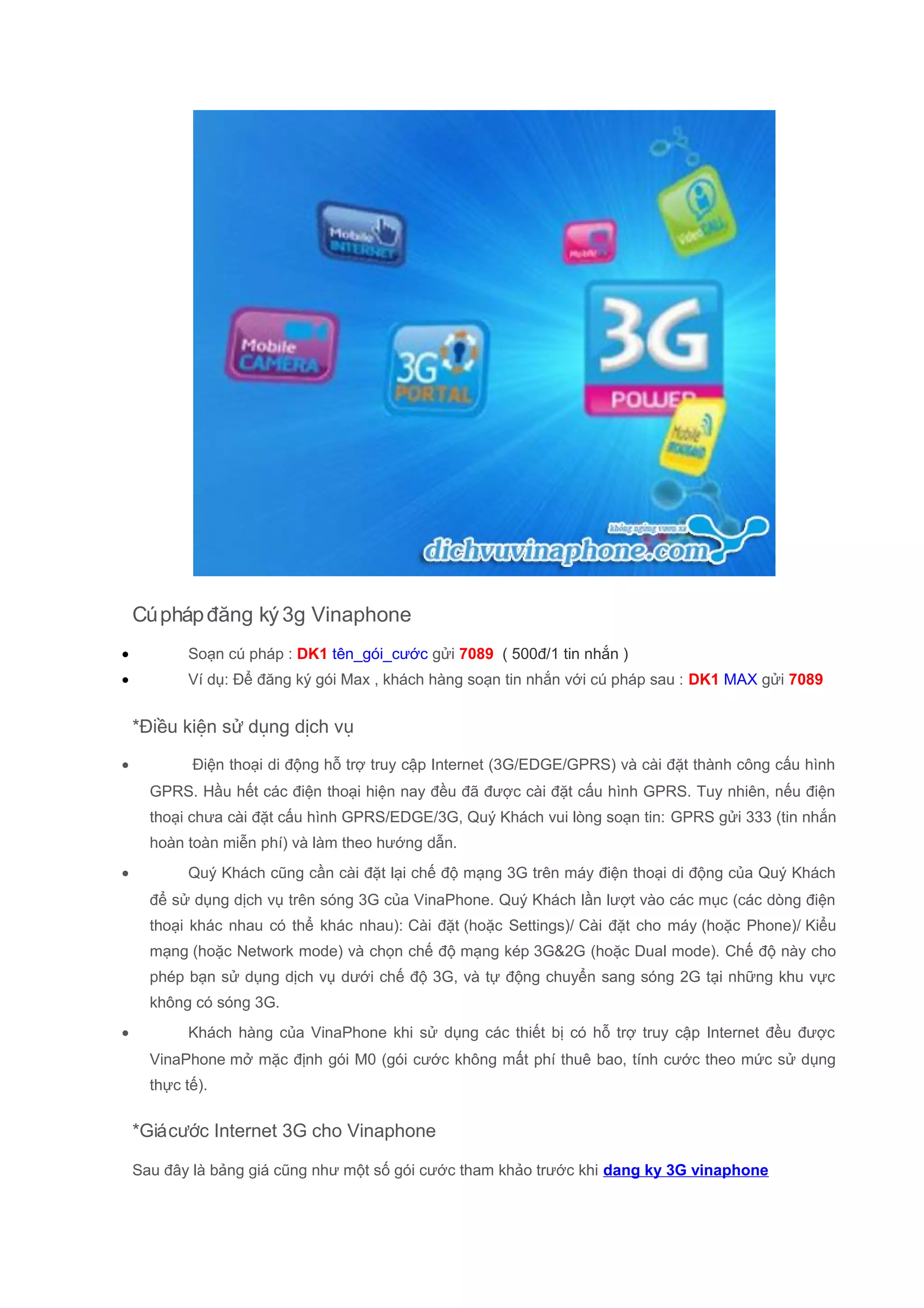 gói 3g vinaphone | PDF