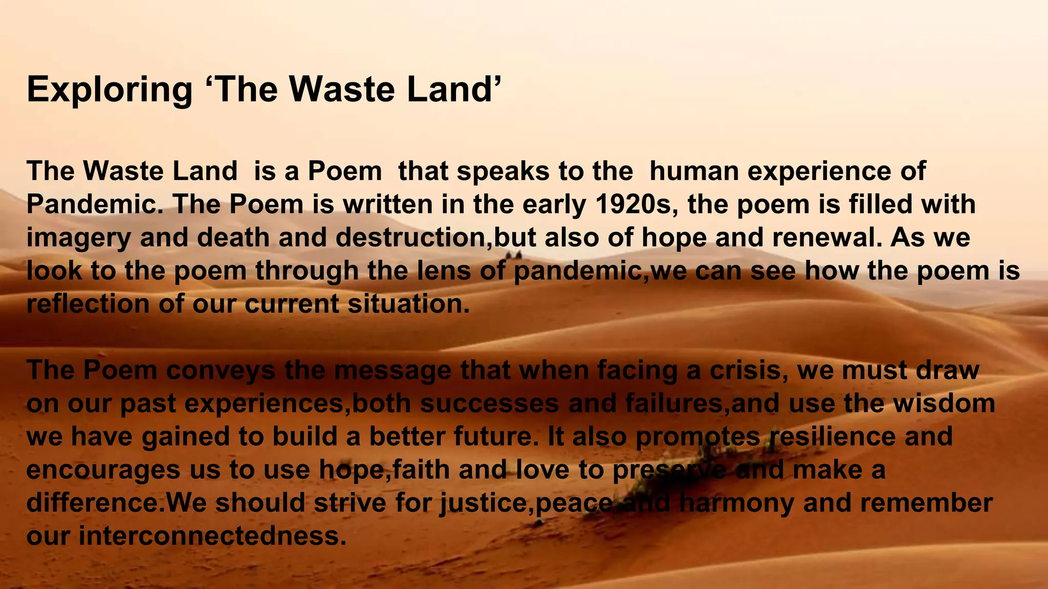 The Waste Land as a Pandemic Poem.. | PPT